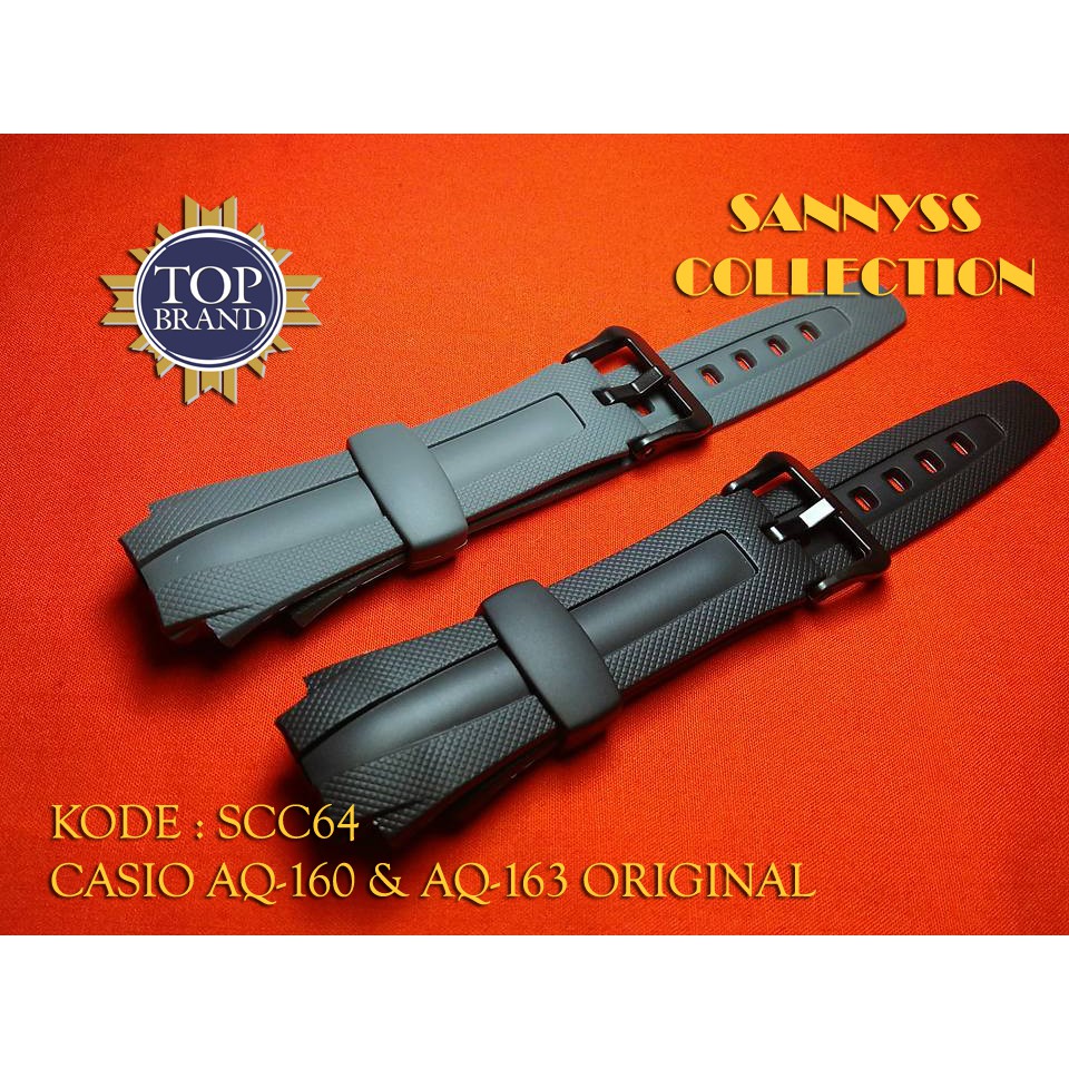 Jual STRAP TALI JAM CASIO AQ-160 - AQ 160 - AQ160 ORIGINAL HITAM ABU ...