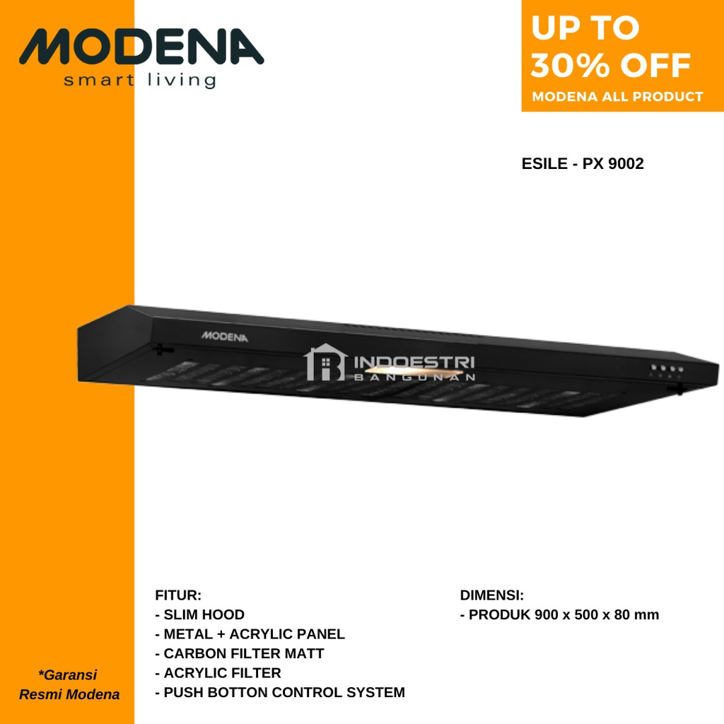 Jual Slim Hood Modena PX 9002 / Cooker Hood Modena PX 9002 Esile (90 cm ...