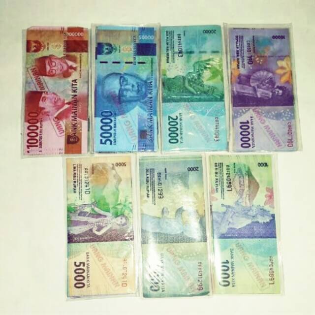 Jual Uang mainan 50 lembar 7macam ukuran sama asli nya | Shopee Indonesia