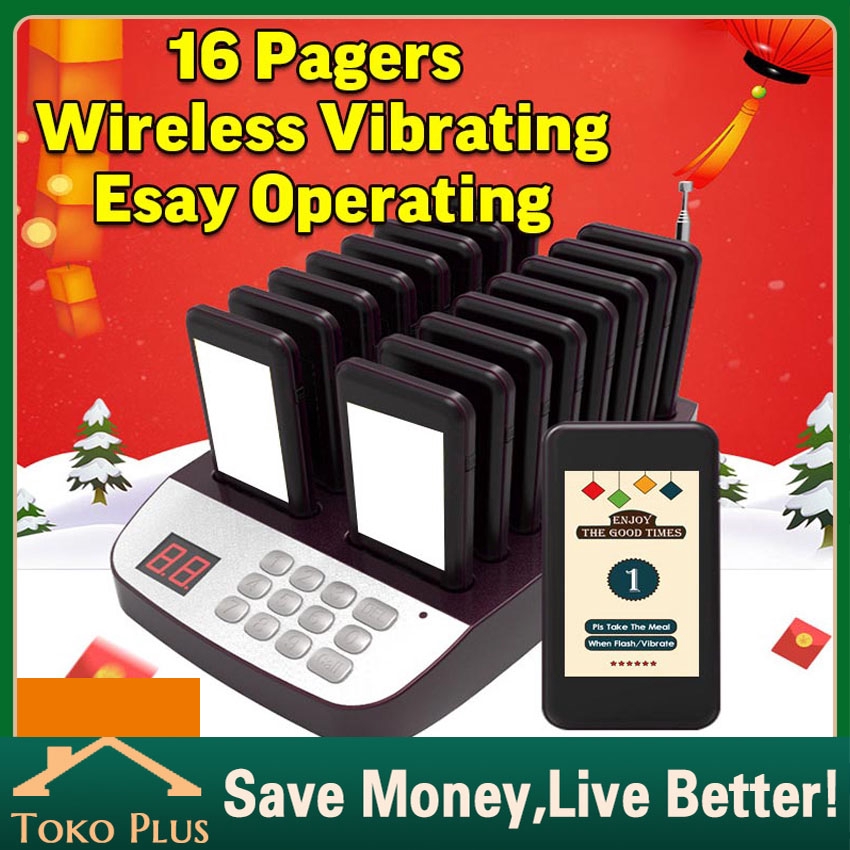 Jual 16PCS Restaurant Call Mesin Antrian Wireless pager Paging Calling ...