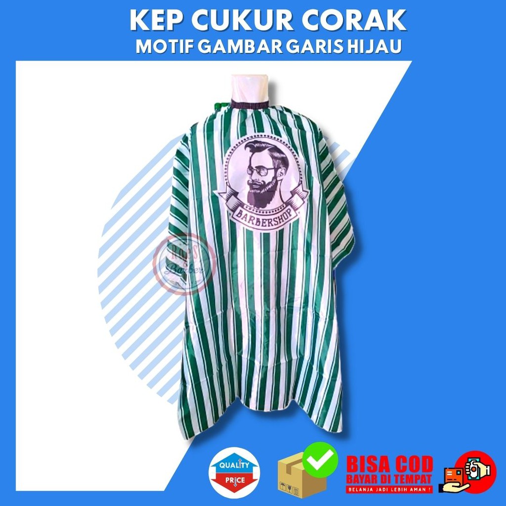 Jual Kep / Kip Cukur Corak Gambar Garis Hijau Cape Barber Untuk Pangkas ...
