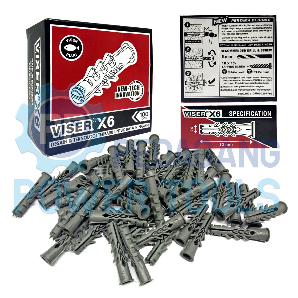 Jual VISER X6 FISHER S6 FISER MATABOR 6 MM SEKRUP BAUT SKRUP 1 PAK 100 ...
