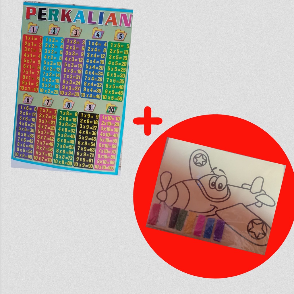 Jual Paket Hemat | Poster Perkalian 1- 10 & Buku mewarnai dengan pasir ...