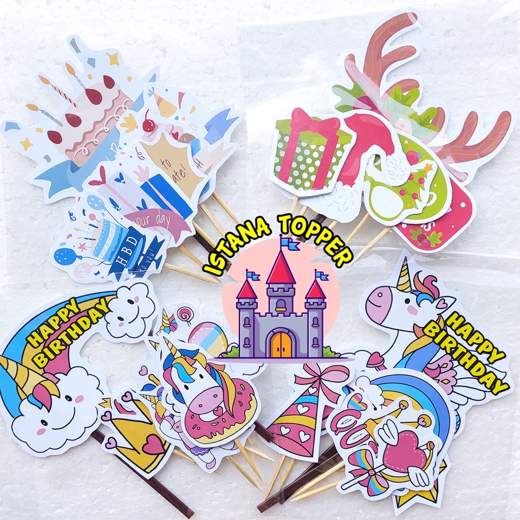 Jual Topper Cake Tart, Natal, Unicorn 2, Unicron 3 / Topper Ultah ...