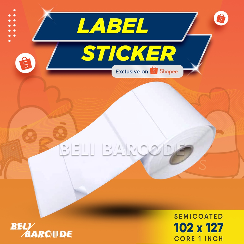 Jual STIKER LABEL BARCODE SEMICOATED UNTUK EKSPEDISI 102 X 127 @500 - KERTAS LABEL 102X127 MM ...