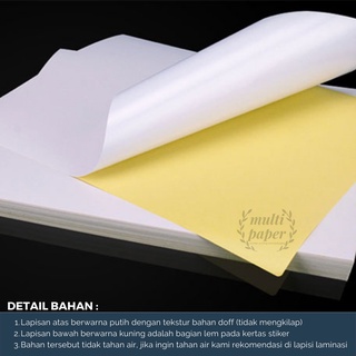 Jual Kertas Stiker Doff A4 isi 100 lembar / Stiker Label Nama A4 ...