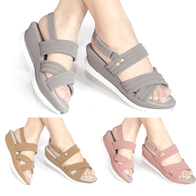 Jual SANDAL WEDGES WANITA TALI TINGGI 5cm PLATFORM ORIGINAL MULAN ...