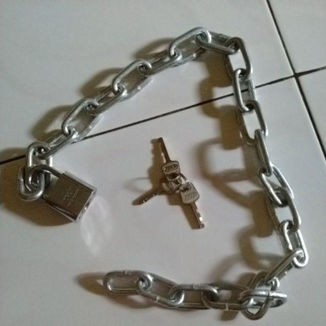 rantai 60 cm set/ chain lock / gembok motor / gembok pagar / rantai ...