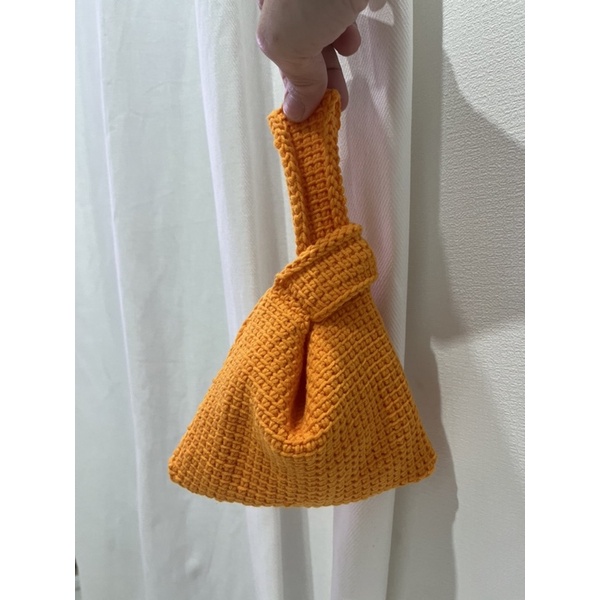 Jual tas mungil tote bag kekinian ala bangkok rajut tangan warna oranye ...