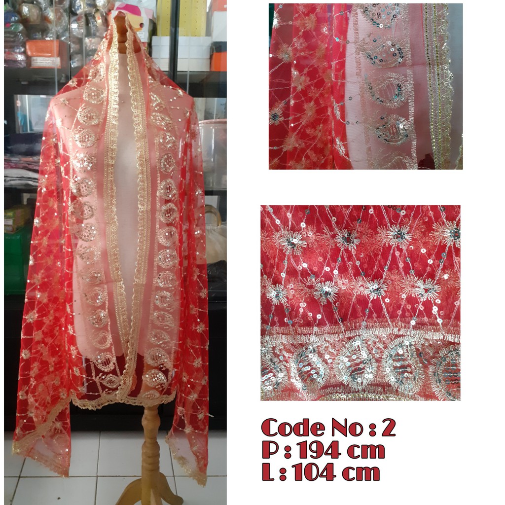 Bridal Dupatta / Dupatta Merah / Selendang Merah / Kerudung Nikah ...