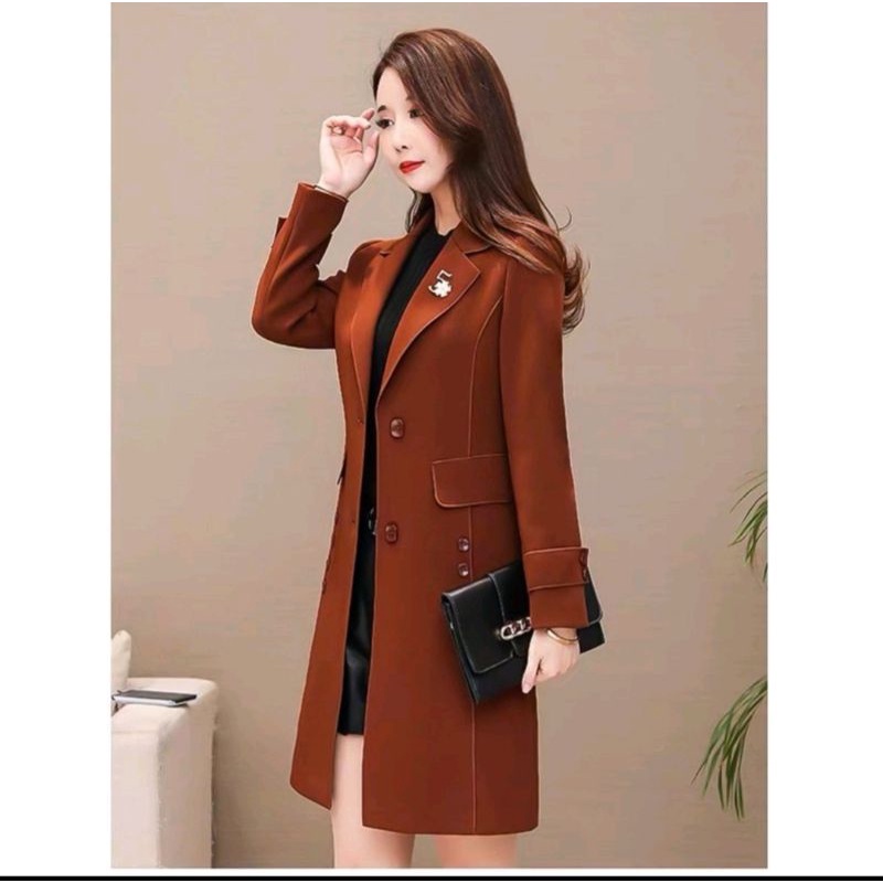 Jual Blazer Outer wanita maroon | Shopee Indonesia