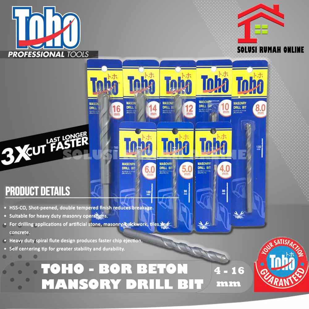Jual Mata Bor Beton TOHO 4 5 6 8 10 12 14 16 mm / Matabor / Mansory ...