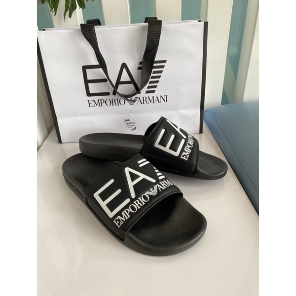 Jual ARMANI EMPORIO EA7 SLIDES BLACK WHITE ORIGINAL AUTHENTIC | Shopee ...