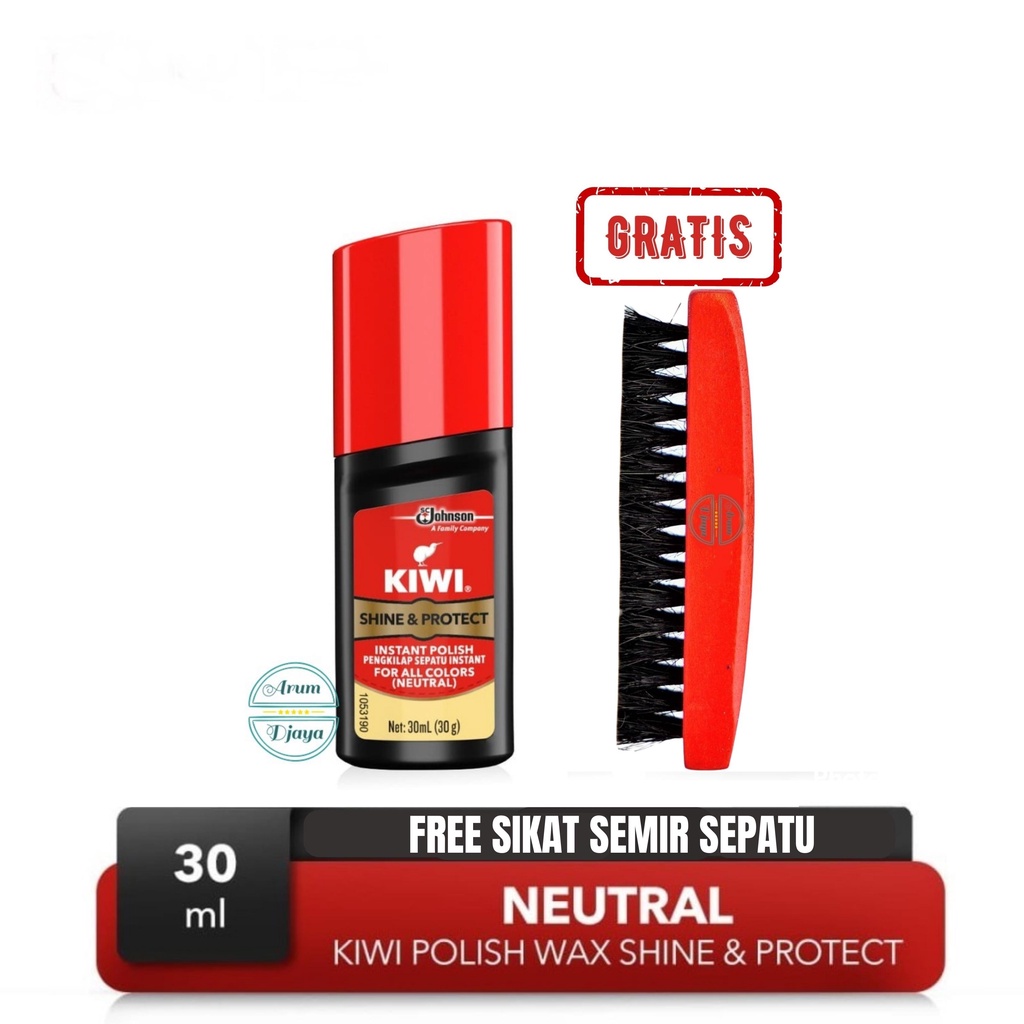 Jual Kiwi Shine & Protect Instant Polish Neutral 30mL Kiwi Semir Cair Netral + Sikat Semir ...