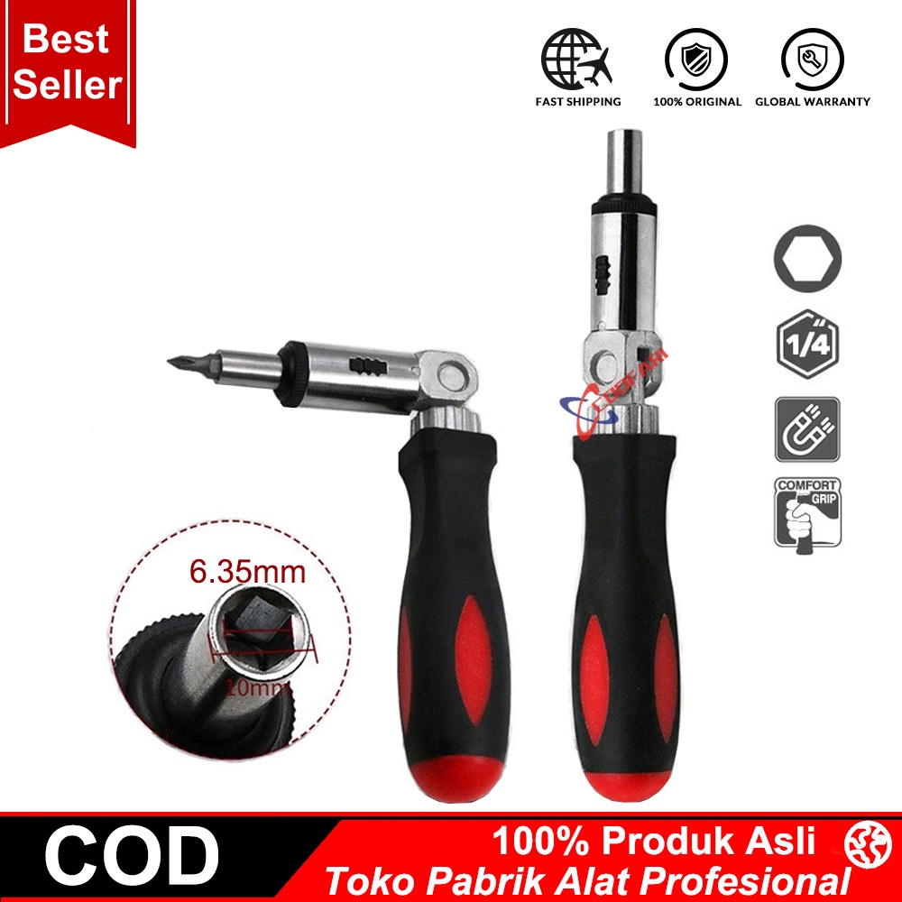 Jual Kepala Obeng Ratchet Magnetic 1/4 Inch Hex 180 Derajat | Obeng ...