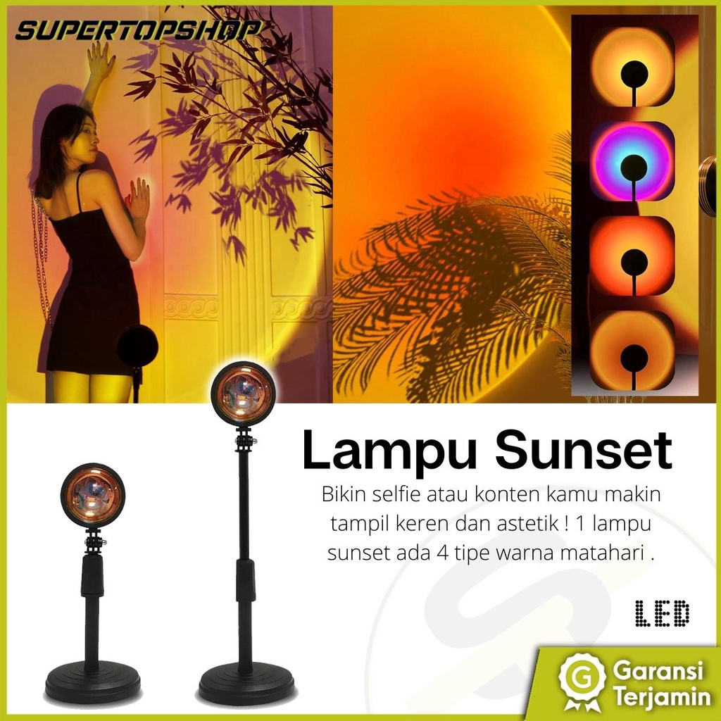 Jual Lampu sunset 4in1 sunset lamp lampu matahari 4 mode warna LED RGB ...