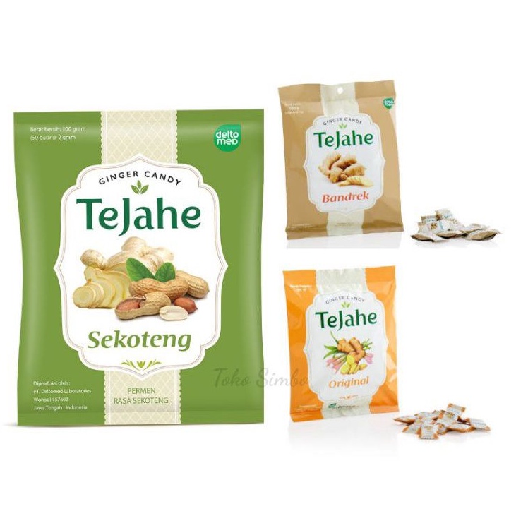 Jual Permen TeJahe ginger candy herbal tradisional jahe 1sac 100gr isi ...