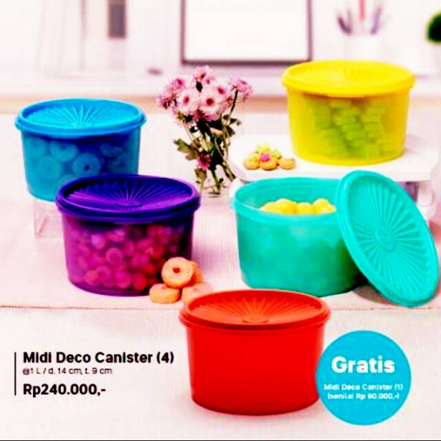 Jual TUPPERWARE Mini Deco Canister (4) + free | Shopee Indonesia
