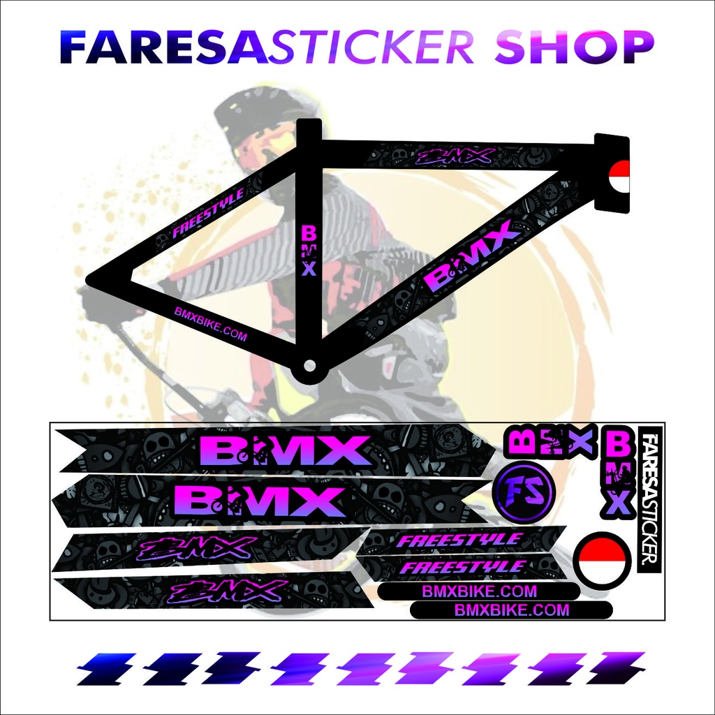 Jual (COD) STICKER SEPEDA BMX X DOODLE GRADASI SIMPLE | Shopee Indonesia