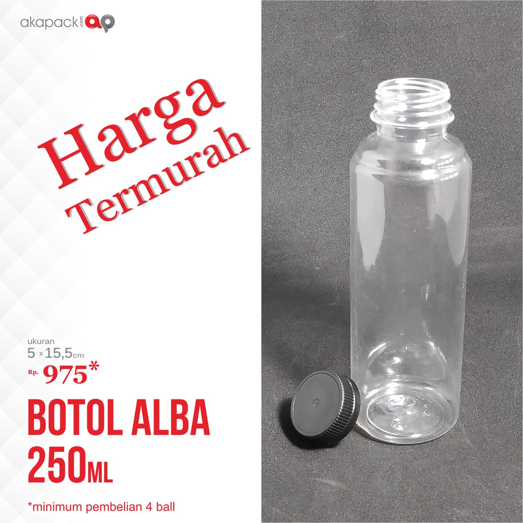 Jual (100pcs) PROMO !! Botol Bening Alba / Botol Almond 250ml | Shopee ...