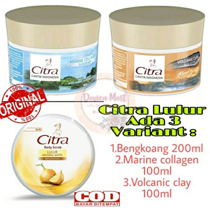 Jual Lulur Citra Body Scrub Natural White Bengkoang 200ml VOLCANIC CLAY ...