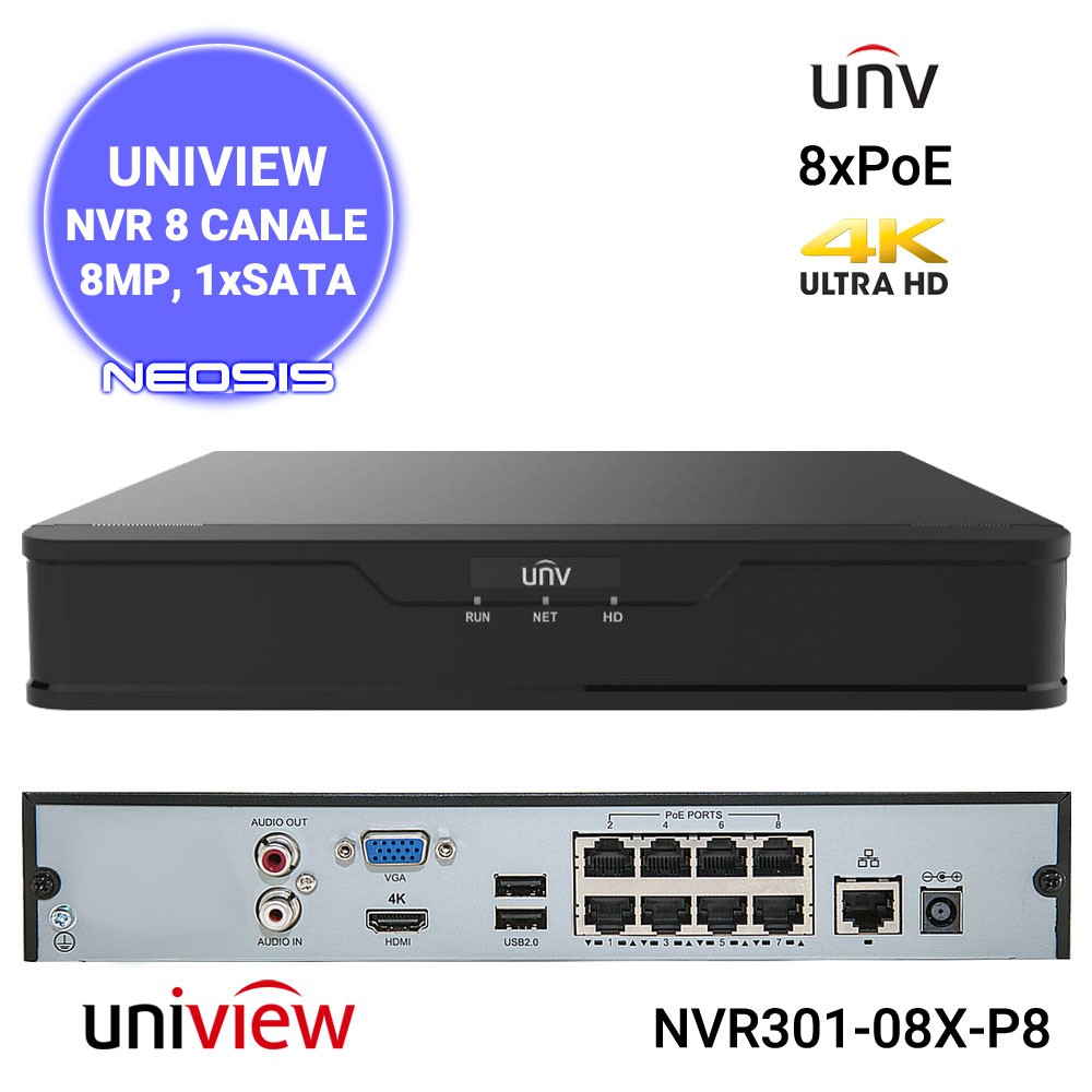 Jual NVR 8 channel Full POE H265 4k Uniview NVR301-08X-P8 | Shopee ...