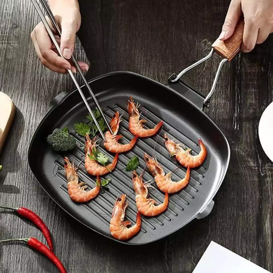 Jual SQUARE GRILL PAN Teflon Wajan BBQ Panggang Goreng Bakar Sate Kotak ...