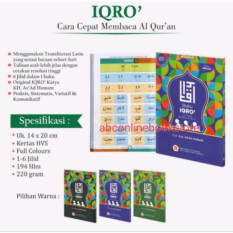 Jual IQRO MILENIAL TERBARU DILENGKAPI LATIN CARA BACA - ISI JILID 1 S.D ...