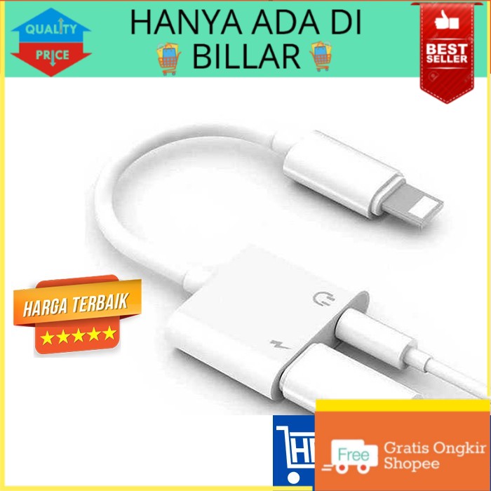 Jual IPHONE 7 ADAPTER LIGHTNING TO AUX 3.5MM HEADPHONE + LIGHTNING ...