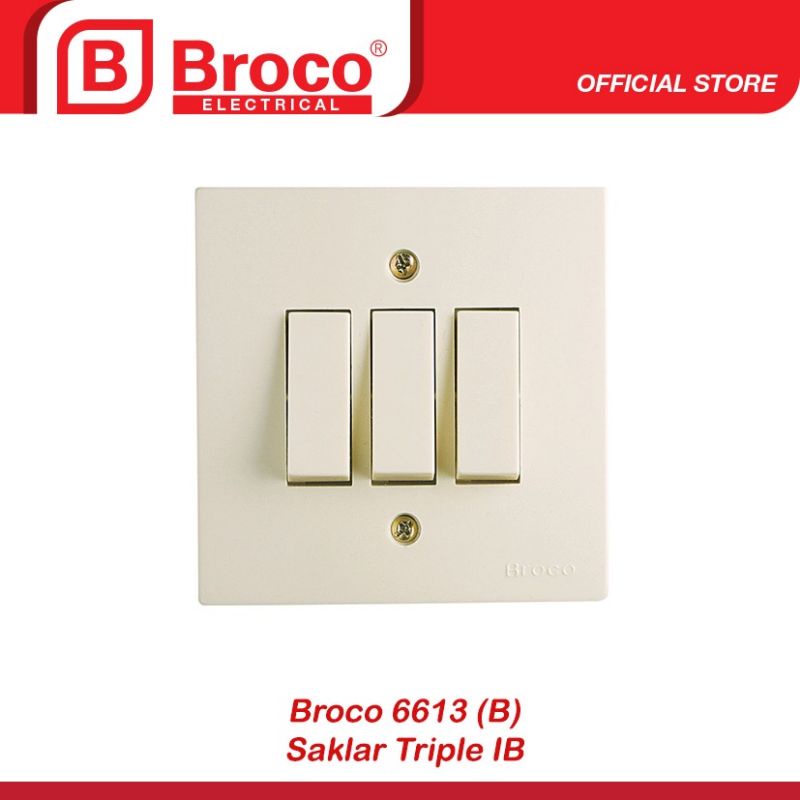 Jual BROCO IB SAKLAR 3 GANG CREAM 6613 TRIPLE SWITCH INBOW | Shopee ...