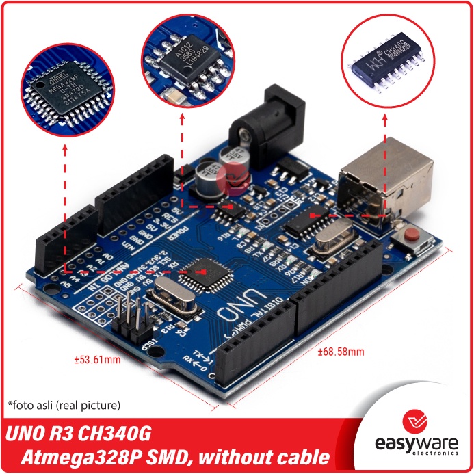 Jual Arduino UNO R3 Clone CH340 SMD | Shopee Indonesia