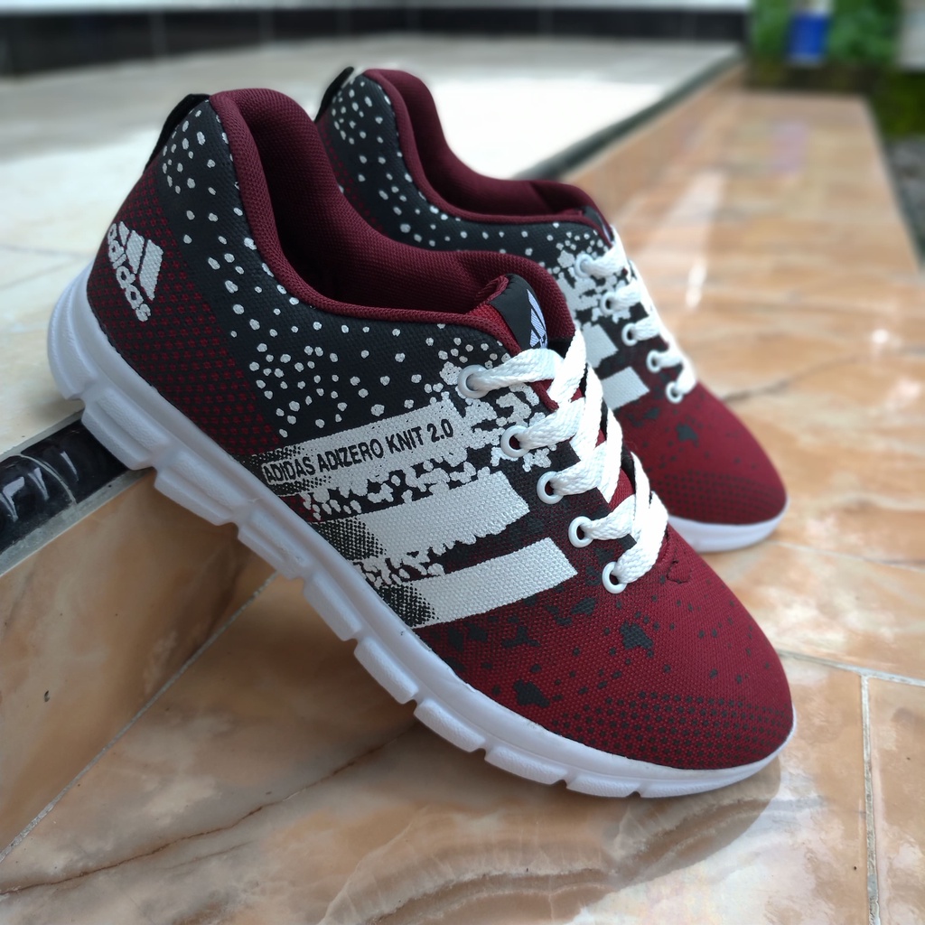 Jual TANPA BOX SEPATU ADIDAS ADIZERO KNIT 2.0 PRIA WANITA / MERAH HITAM ...