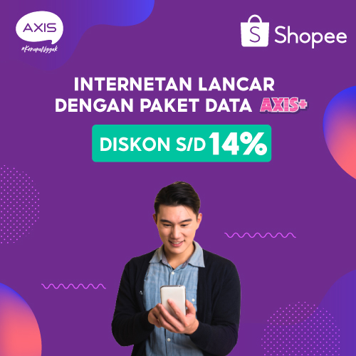 Paket Data Axis+ di Shopee, Diskon S/D 14%