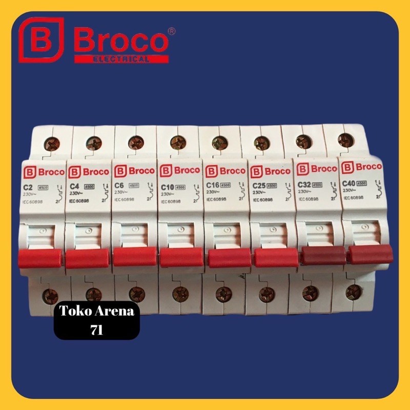 Jual BROCO MCB STUT 1 PHASE MCB BROCO 2A 4A 6A 10A 20A 25A 32A 40A SNI LMK | Shopee Indonesia