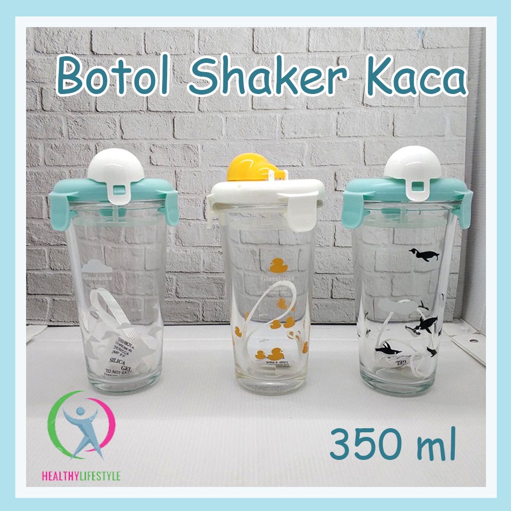 Jual Botol Shaker Kaca 350 ml Pengocok Minuman Protein Serat Milk Shake ...