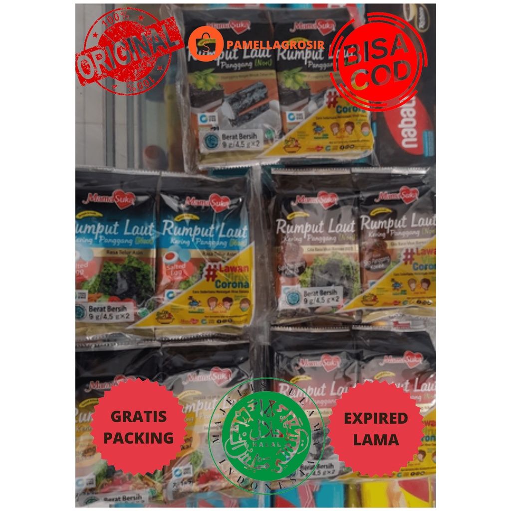 Jual RUMPUT LAUT MAMASUKA 2X4.5 g ISI 2 PCS RASA PEDAS ,ORIGINAL, SAPI ...