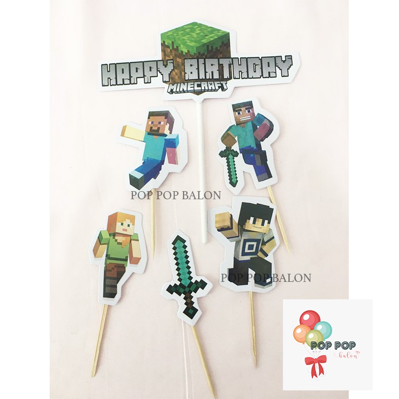 Jual Cake Topper Minecraft / Topper Kue Mine Craft | Shopee Indonesia