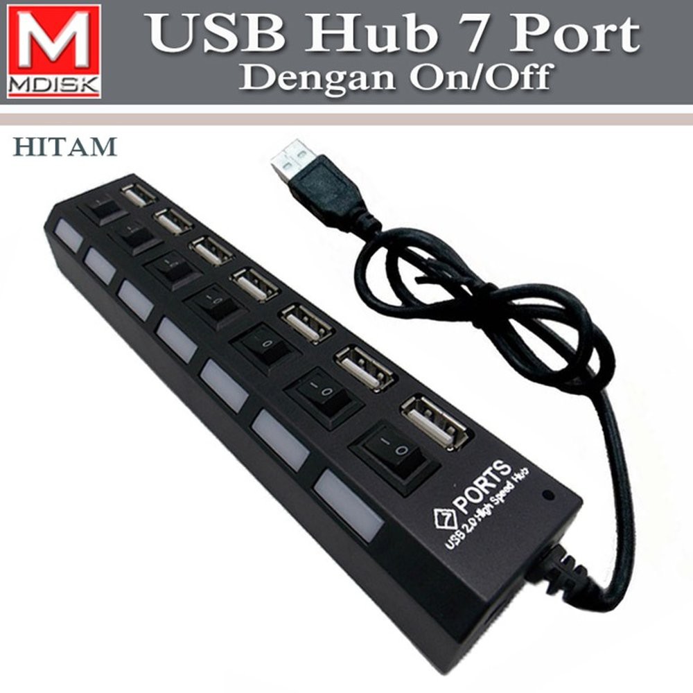 Jual Usb Hub 7 Port Ports Adapter Dengan Saklar On off F195 Untuk PC ...