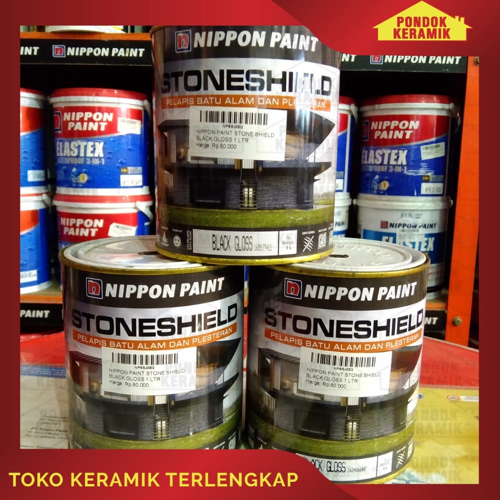 Jual CAT PELAPIS BATU ALAM NIPPON STONESHIELD Black Gloss Hitam 1 Liter ...