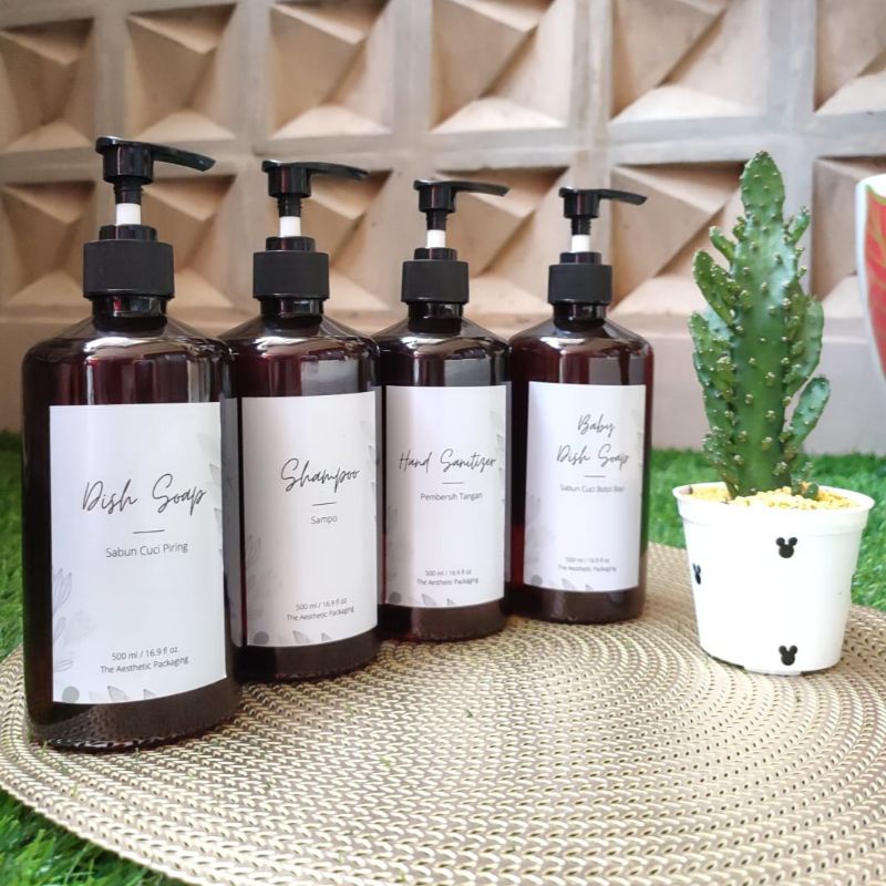 Jual Botol Refill Kosong + Sticker Vinyl Anti Air Aesthetic 500ml Tebal ...