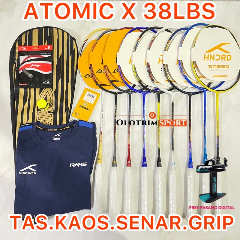 Jual Raket Badminton HUNDRED ATOMIC X POWER SPEED CONTROL 38lbs 35lbs ...
