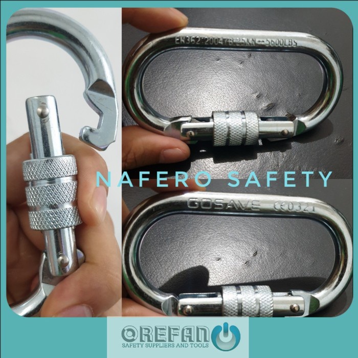 Jual Carabiner Pro Oval Screw Baja Galvanis EN362 25KN Safety Harness ...
