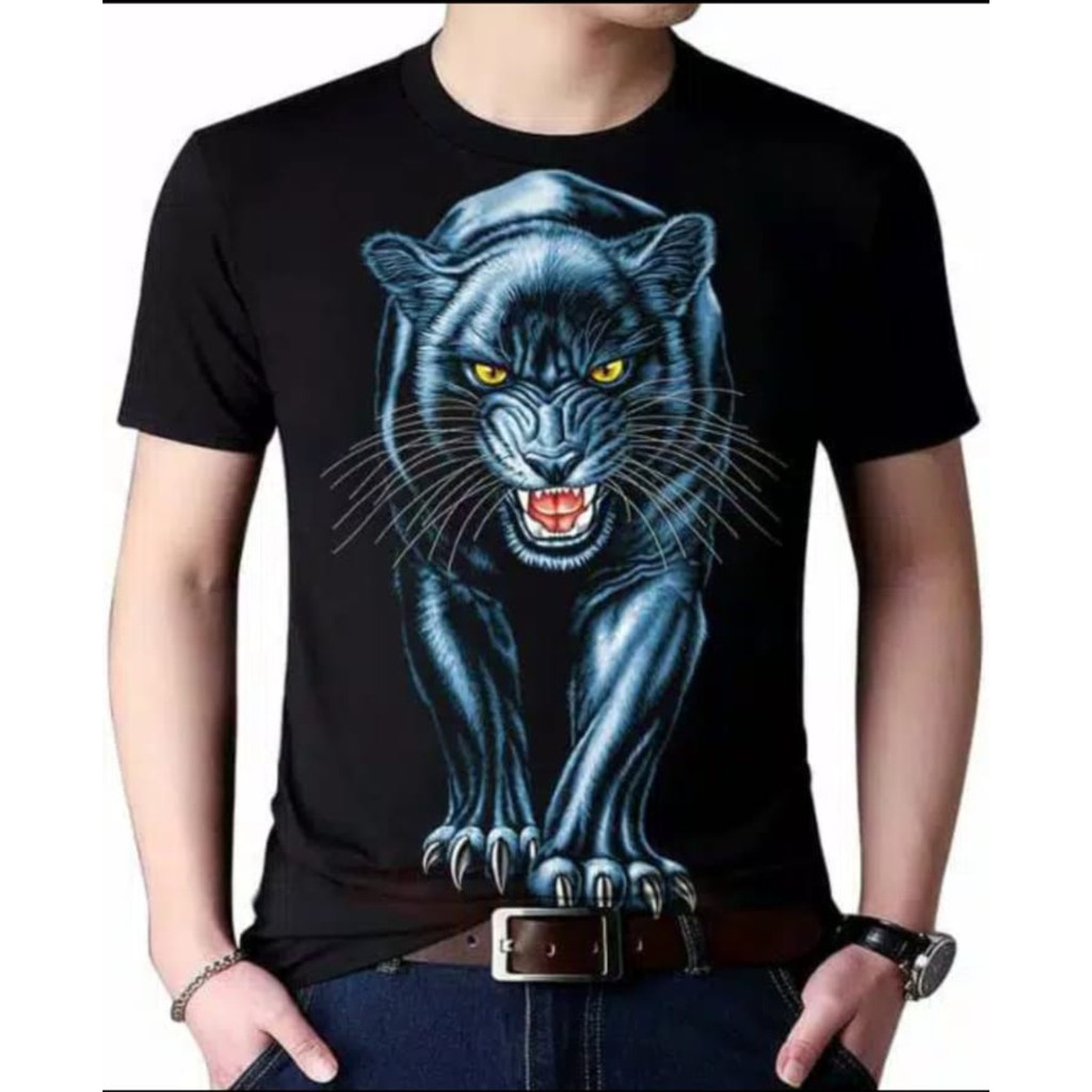 Jual KAOS PRIA KAOS COTTON SABLON 3D MACAN PANTER BIRU GAMBAR FULL ...