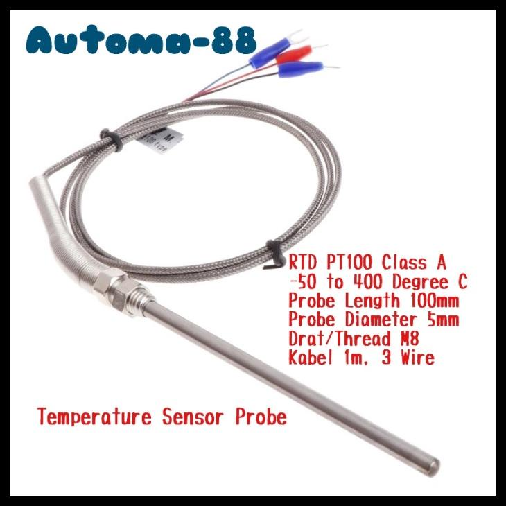 Jual Sensor Suhu Rtd Pt100 Thermocouple Pt-100 Probe 100Mm Kabel 1M Drat M6 Kode 546 | Shopee ...