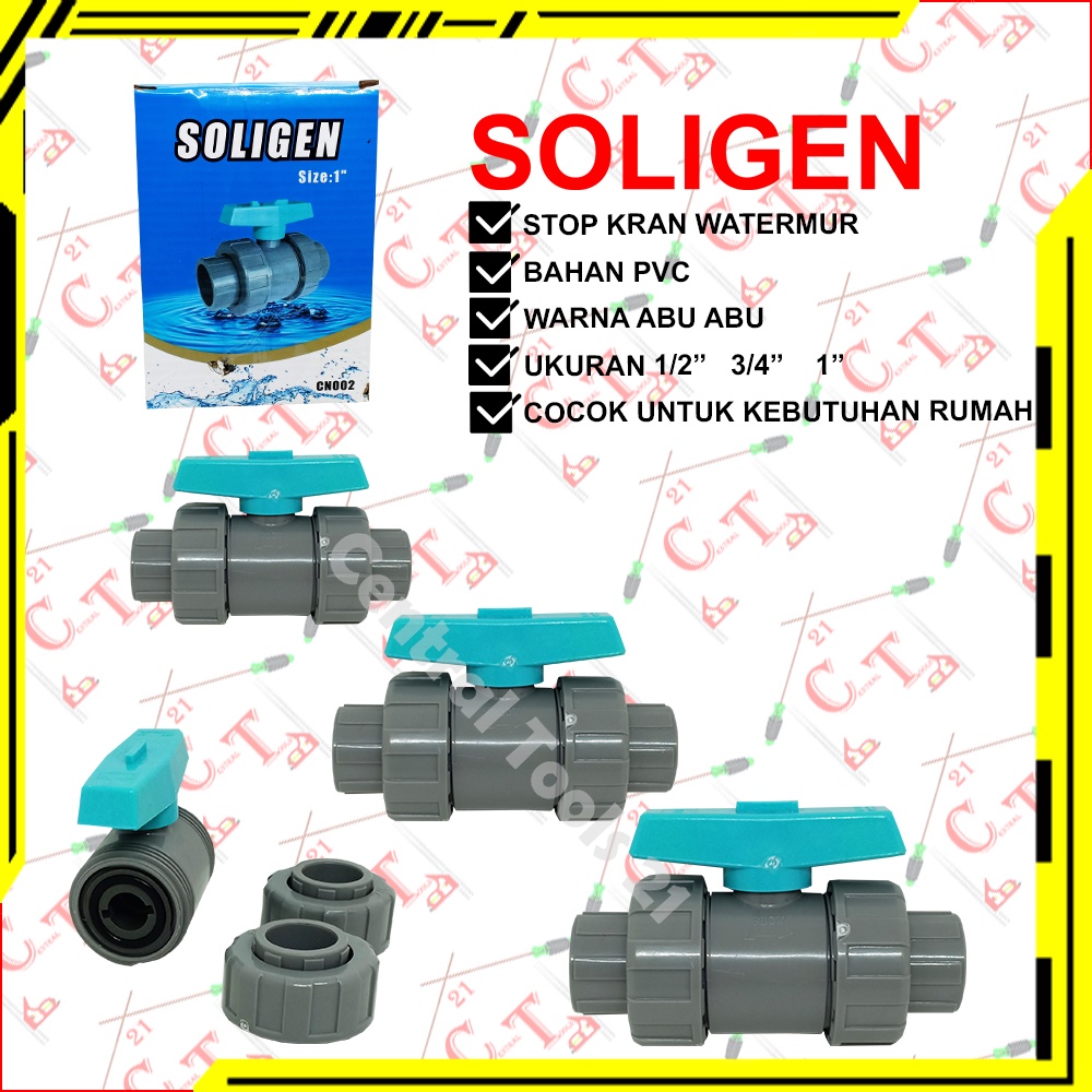 Jual Ball Valve Stop Kran Keran Watermur Pvc Tebal 1/2" 3/4" 1" Soligen | Shopee Indonesia