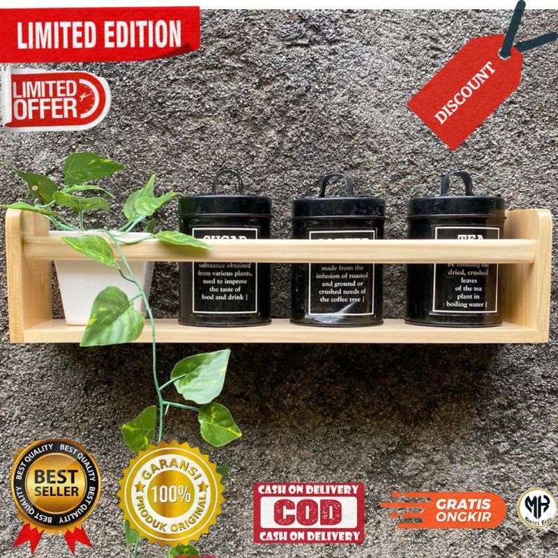 Jual Rak bumbu dapur kayu jati belanda |rak dinding serbaguna |rak buku ...