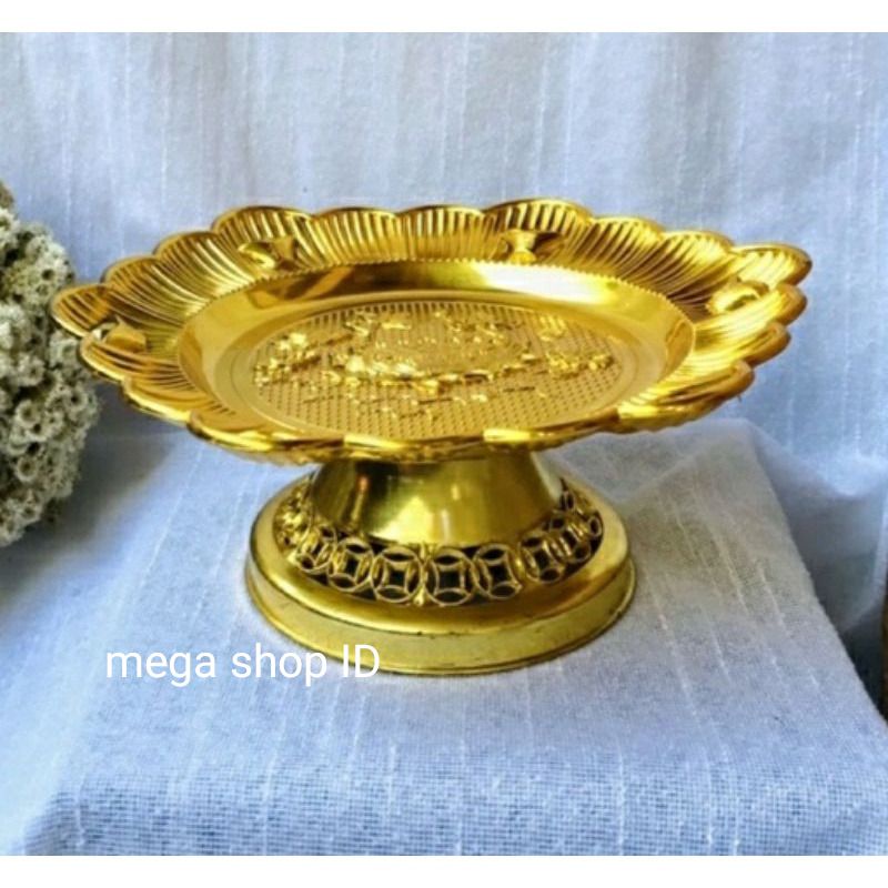 Jual dulang bali warna emas/piring buah diameter 23cm tinggi 10cm ...