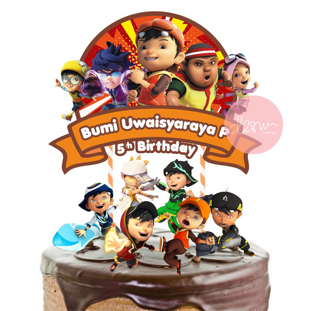 Jual Topper Cake Boboi Boy (Custom Nama & Umur) FREE PACKING DUS ...