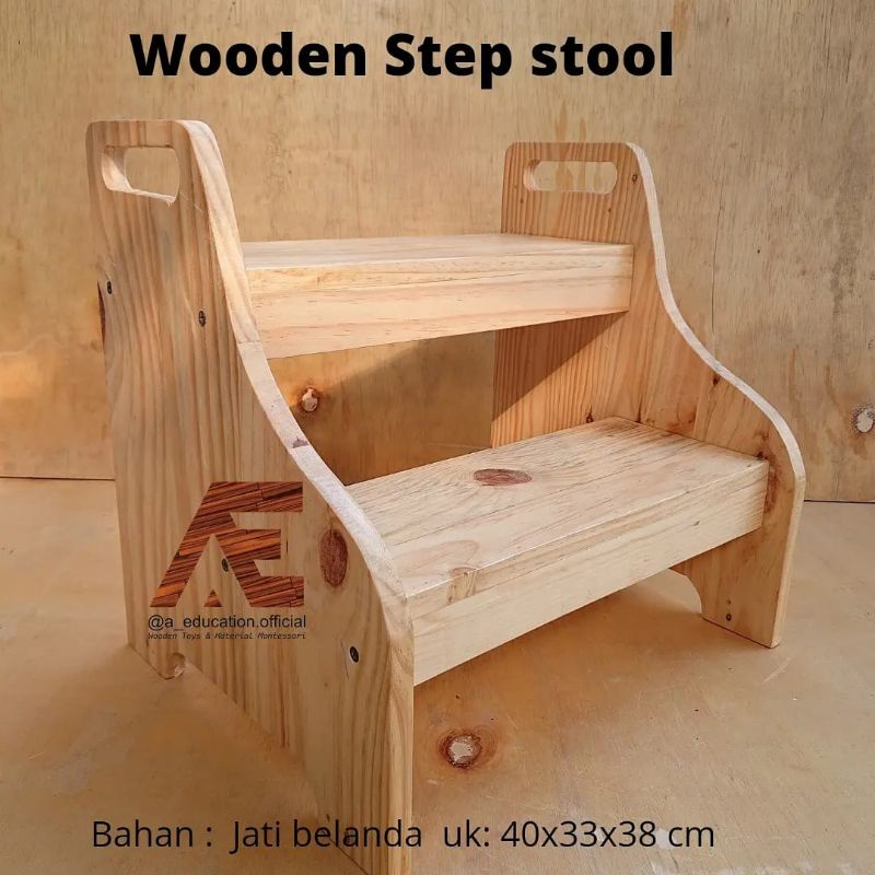 Jual wooden step stool tangga bantu anak | Shopee Indonesia