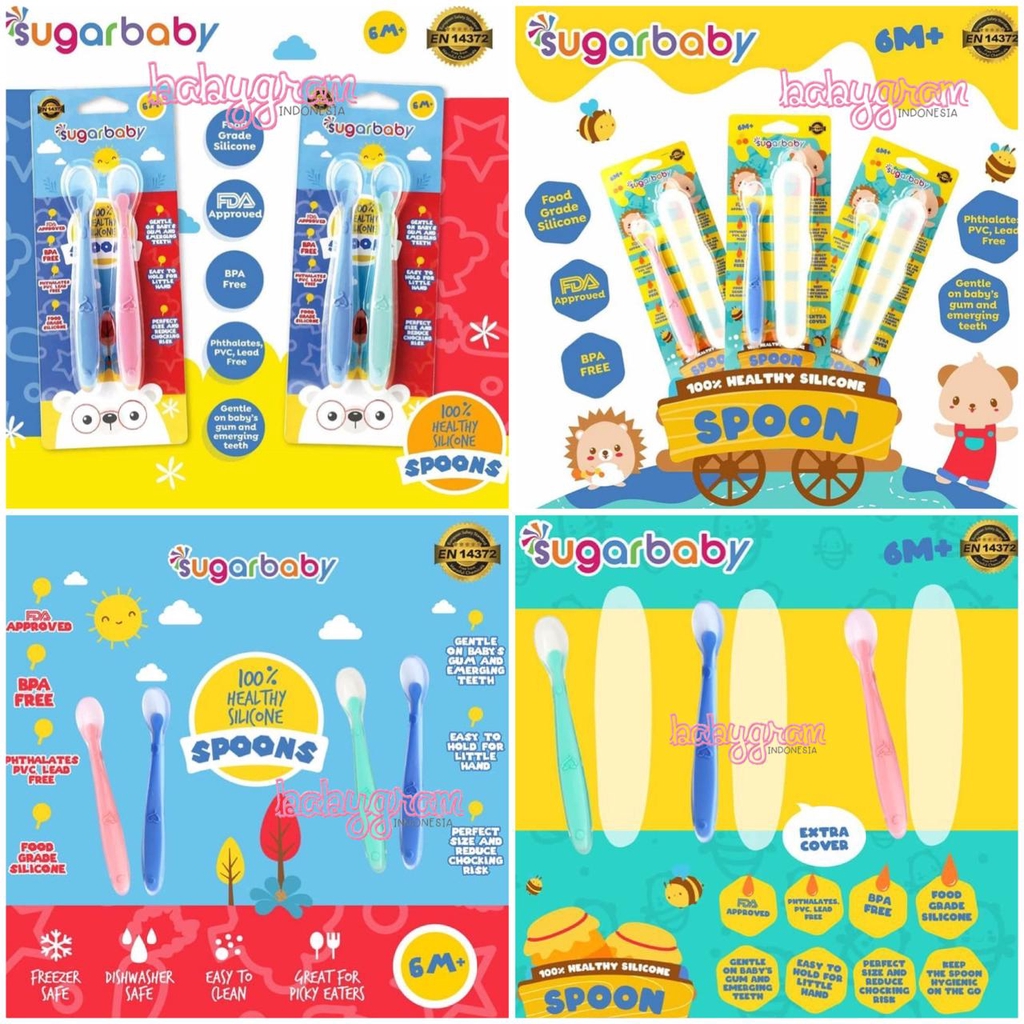 Jual Sugarbaby Spoon Set / Sendok Makan Sugar Baby Silicone Anak Bayi ...
